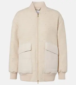 Eleventy Herringbone Wool-blend Down Jacket - Beige