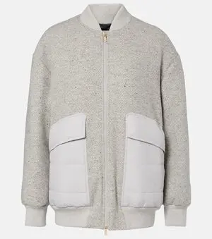 Eleventy Herringbone Wool-blend Down Jacket - Grey