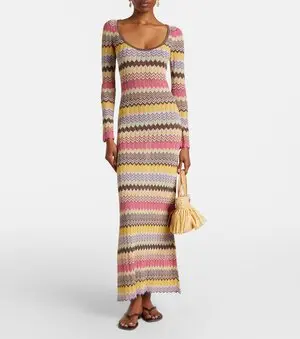 Faithfull The Brand Pedro Chevron Lamé Maxi Dress