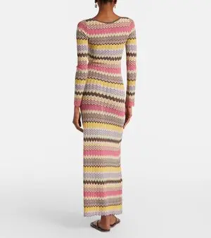 Faithfull The Brand Pedro Chevron Lamé Maxi Dress