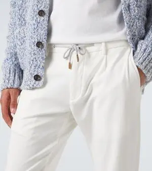 Eleventy Slim Cotton-blend Pants - White