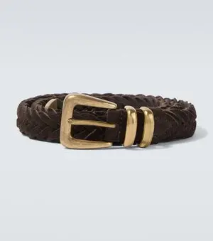 Eleventy Braided Suede Belt - Brown