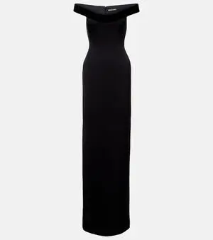 David Koma Velvet-trimmed Gown - Black