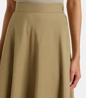 Max Mara Linen And Silk Twill Midi Skirt