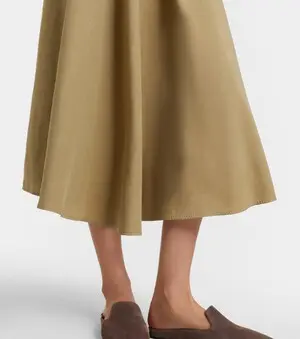 Max Mara Linen And Silk Twill Midi Skirt