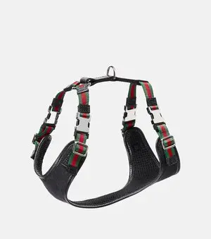 Gucci Gg Canvas And Leather Dog Harness - Black