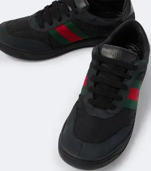 Gucci Screener Leather-trimmed Sneakers - Black