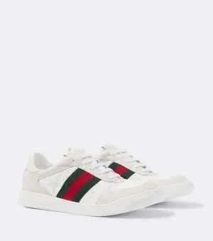 Gucci Screener Leather-trimmed Sneakers - White
