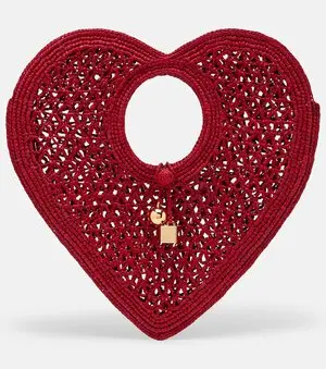Jacquemus Spiaggia Cœur Small Raffia Top-handle Bag - Red