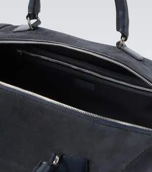 Kiton Leather-trimmed Suede Duffle Bag - Blue