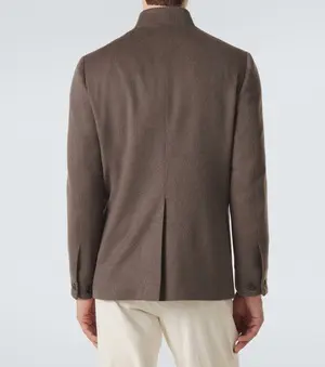 LARDINI Taupe 100% Cashmere Jacket With Stand Collar