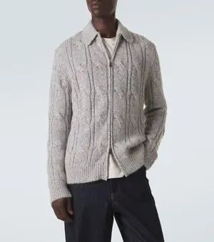 Eleventy Wool, Alpaca, Silk, And Polyamide-blend Zip-up Cardigan