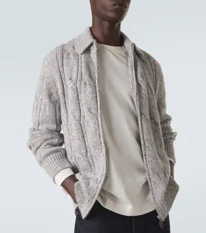 Eleventy Wool, Alpaca, Silk, And Polyamide-blend Zip-up Cardigan