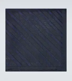 Brunello Cucinelli Striped Silk Pocket Square - Blue