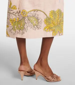La DoubleJ Printed Cotton Midi Skirt - Pink