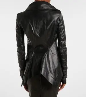 Rick Owens Lamb Leather Biker Jacket - Black