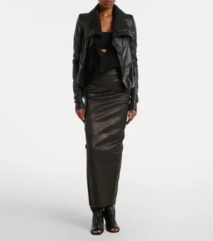 Rick Owens Lamb Leather Biker Jacket - Black