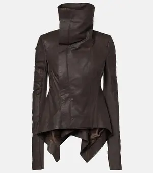 Rick Owens Lamb Leather Biker Jacket - Brown