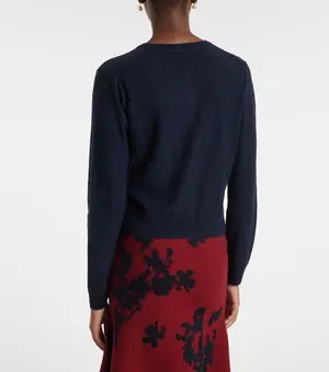 Erdem Embroidered Wool Blend Cardigan - Blue