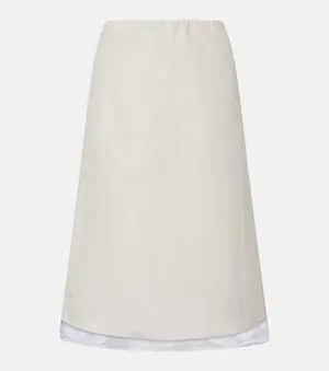 Magda Butrym Lace-trimmed Silk-blend Midi Skirt - White