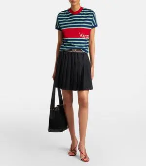 Versace Pleated Wool And Mohair Miniskirt