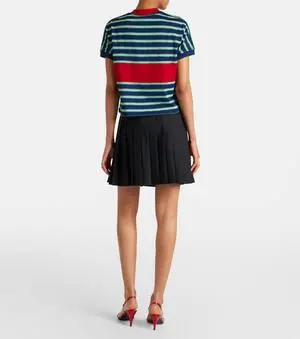 Versace Pleated Wool And Mohair Miniskirt