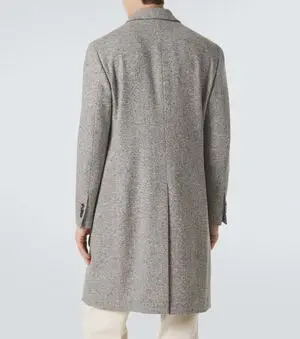 LARDINI Herringbone Virgin Wool Double-breasted Coat