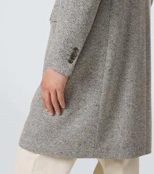 LARDINI Herringbone Virgin Wool Double-breasted Coat