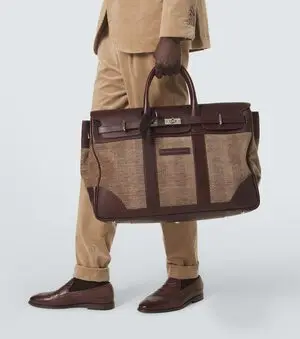 Brunello Cucinelli Leather-trimmed Duffel Bag - Brown