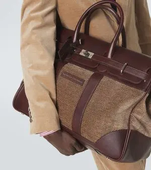 Brunello Cucinelli Leather-trimmed Duffel Bag - Brown