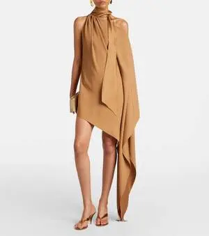 TALLER MARMO Asymmetric Crêpe Cady Minidress - Beige