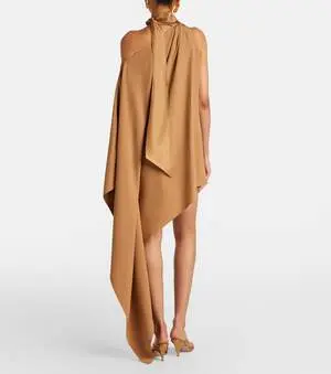 TALLER MARMO Asymmetric Crêpe Cady Minidress - Beige