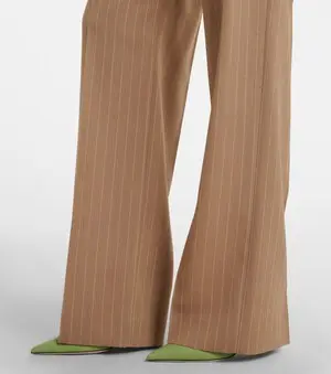 Valentino Garavani Pinstripe Pleated Wool Wide-leg Pants - Beige