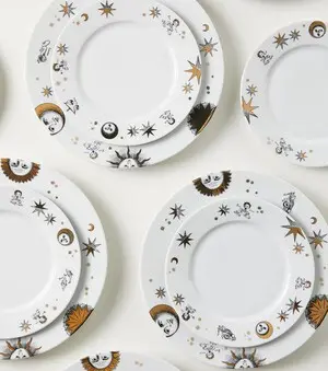 FORNASETTI Astronomici Set Of 12 Porcelain Dinner Plates