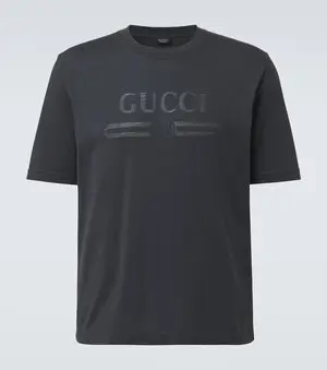 Gucci Logo Cotton-blend Jersey T-shirt - Blue