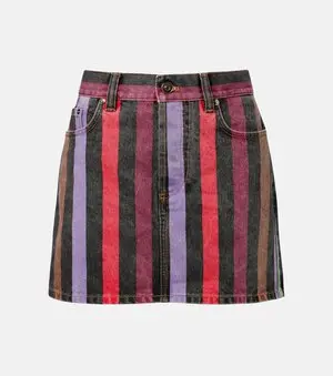 Versace Striped Denim Mini Skirt - Multicoloured