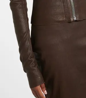 Rick Owens Gary Leather And Cotton-blend Zip-up Jacket