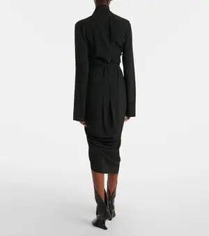 Rick Owens Draped Wrap Dress In /grizzly