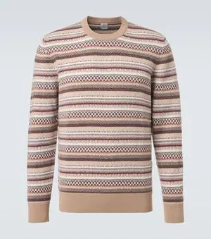 Eleventy Jacquard Wool Crewneck Sweater - Brown