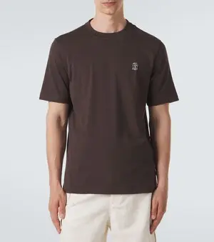 Brunello Cucinelli Logo Cotton Jersey T-shirt - Brown