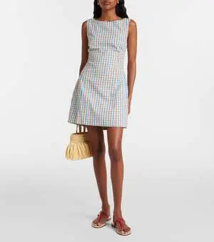 Faithfull The Brand Lydie Checked Cotton And Linen Minidress