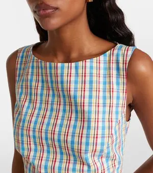 Faithfull The Brand Lydie Checked Cotton And Linen Minidress