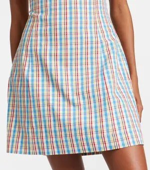 Faithfull The Brand Lydie Checked Cotton And Linen Minidress