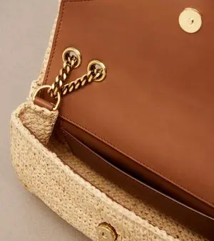 Saint Laurent Loulou Mini Raffia Shoulder Bag - Beige