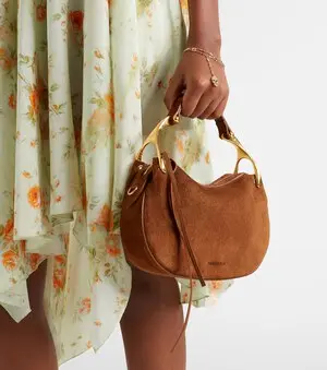 Alexander McQueen Wishbone Mini Suede Top Handle Bag - Brown