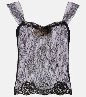 Valentino Garavani Sheer Lace Camisole Top - Black