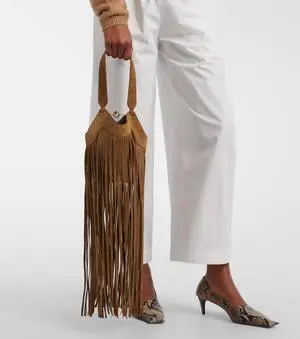 Khaite Lotus Nano Fringed Suede Tote Bag - Green