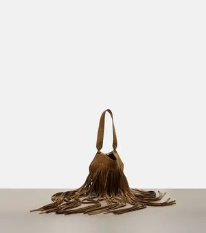 Khaite Lotus Nano Fringed Suede Tote Bag - Green