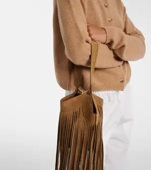 Khaite Lotus Nano Fringed Suede Tote Bag - Green