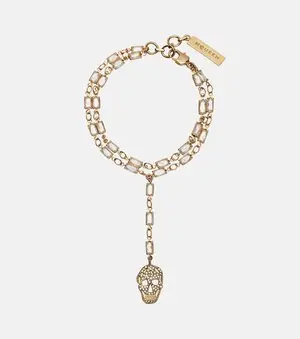 Alexander McQueen Skull Crystal-embellished Bracelet - Gold